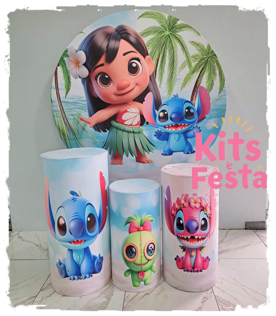 Stitch 1 Painel, praia com Lilo, Kit Festa Decoração, Aniversário ...